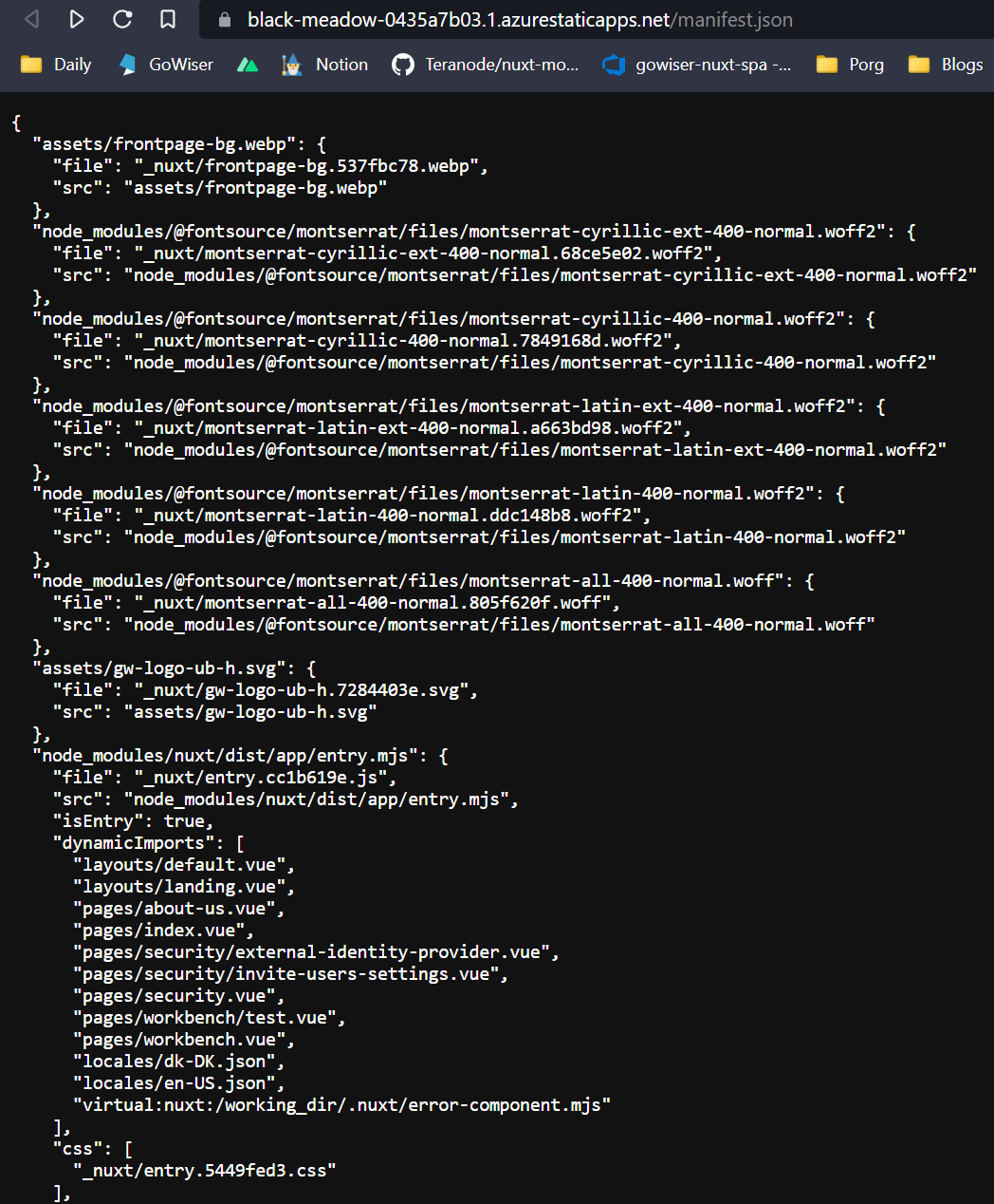Nuxt 3 PWA on SWA - manifest.json replaced on build · Issue #1622 · microsoft/Oryx · GitHub