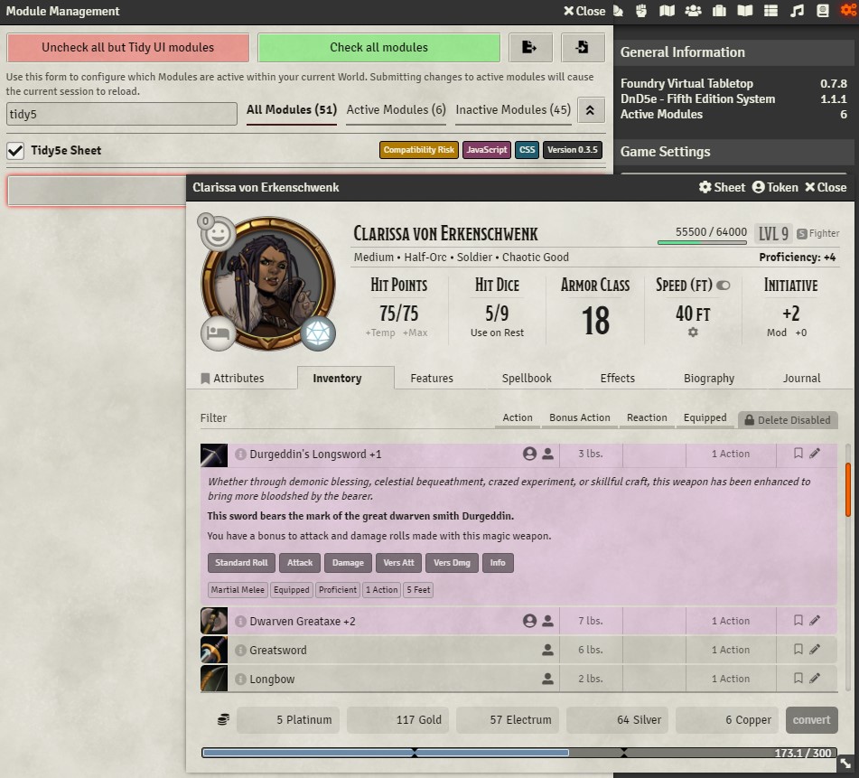 Buttons added to items by midi qol not rendering · Issue #147 · sdenec/tidy5e-sheet · GitHub