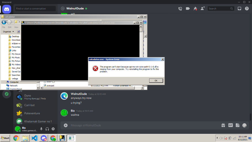 WARNING: lib not found: api-ms-win-core-path-l1-1-0.dll dependency of c:\python39\python39.dll ...