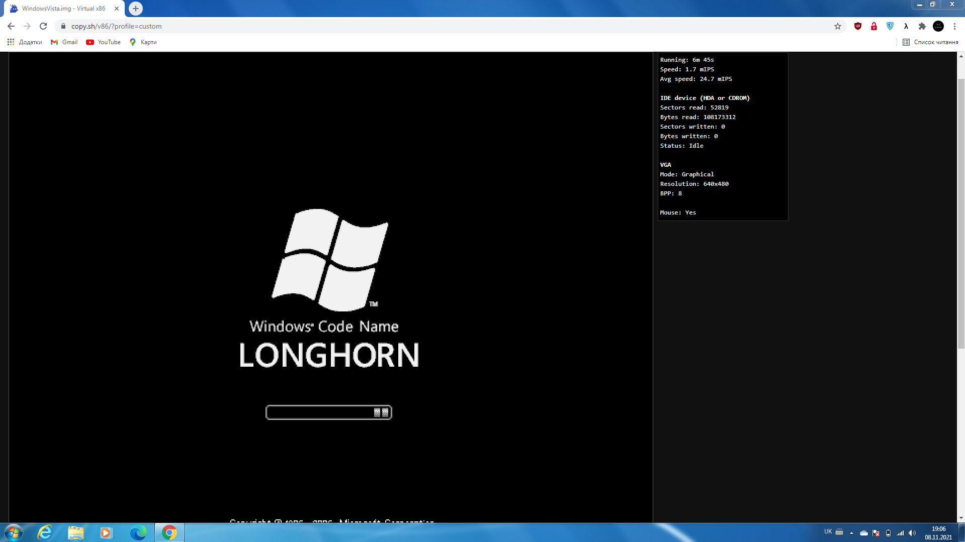 Vista 5112 booting in V86 · Issue #552 · copy/v86 · GitHub