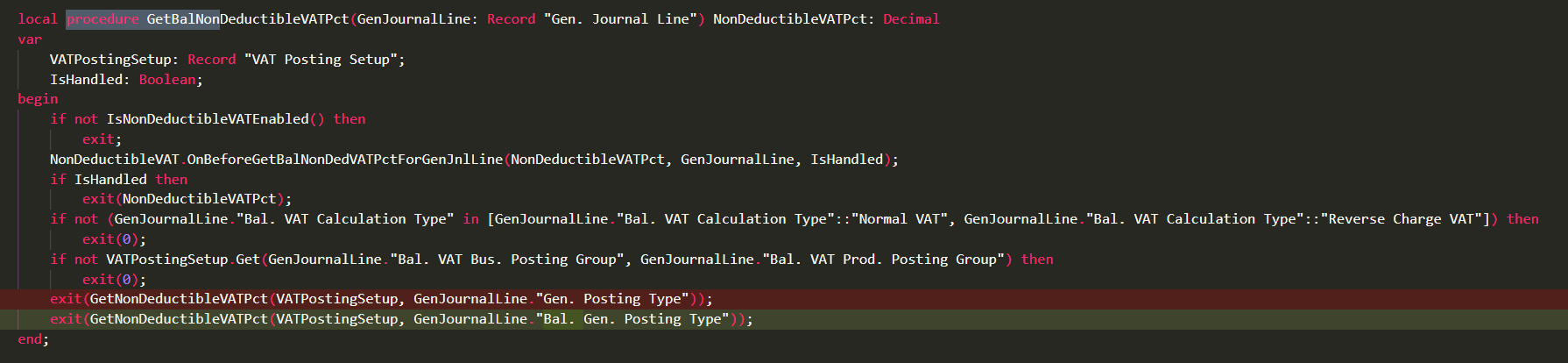 [Bug] Wrong usage of "Gen. Posting Type" for getting "Bal. Non-Ded. VAT %" in "General Journal ...