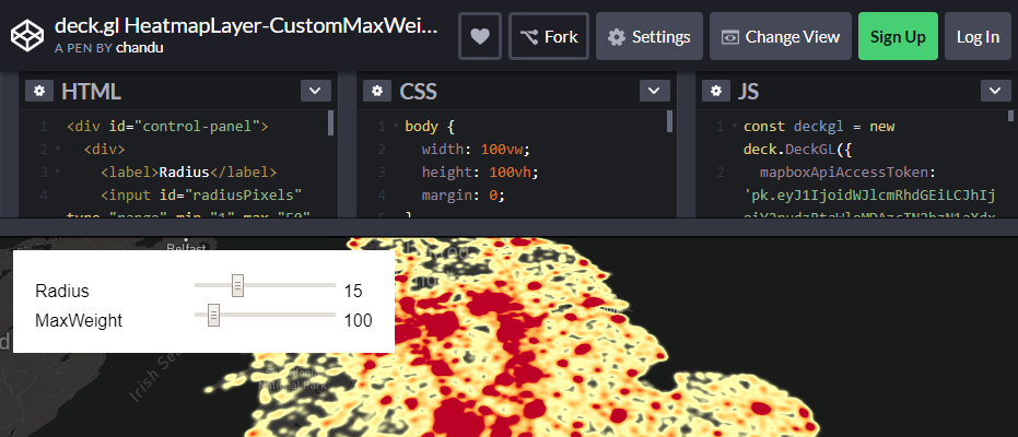 heatmap layer shows only one color from colorRange · Issue #3554 · visgl/deck.gl · GitHub