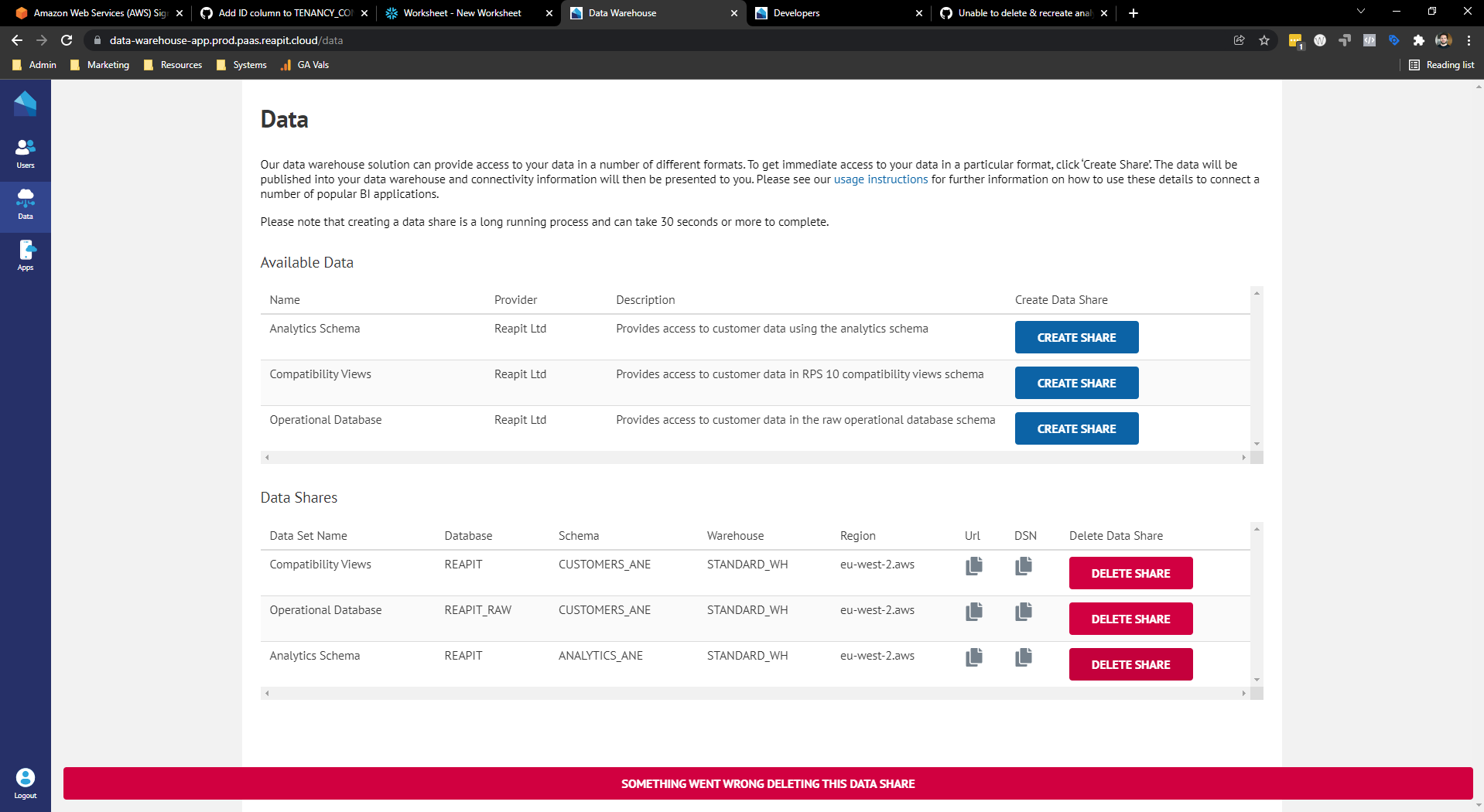 Unable to delete & recreate analytics schema share · Issue #5907 · reapit/foundations · GitHub