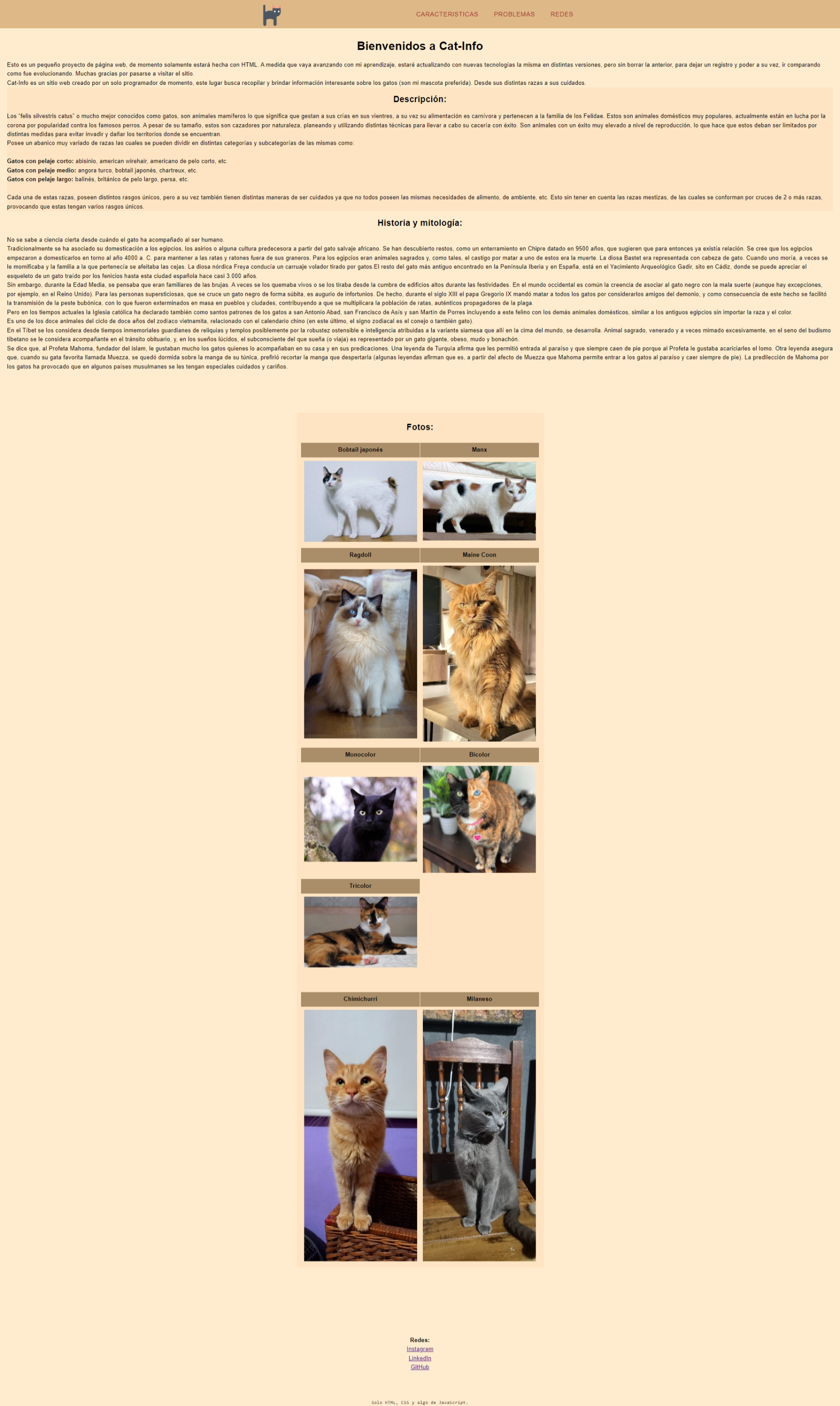 GitHub - RavarottoIvan/Cat-Info: Página con información recopilada sobre los gatos.
