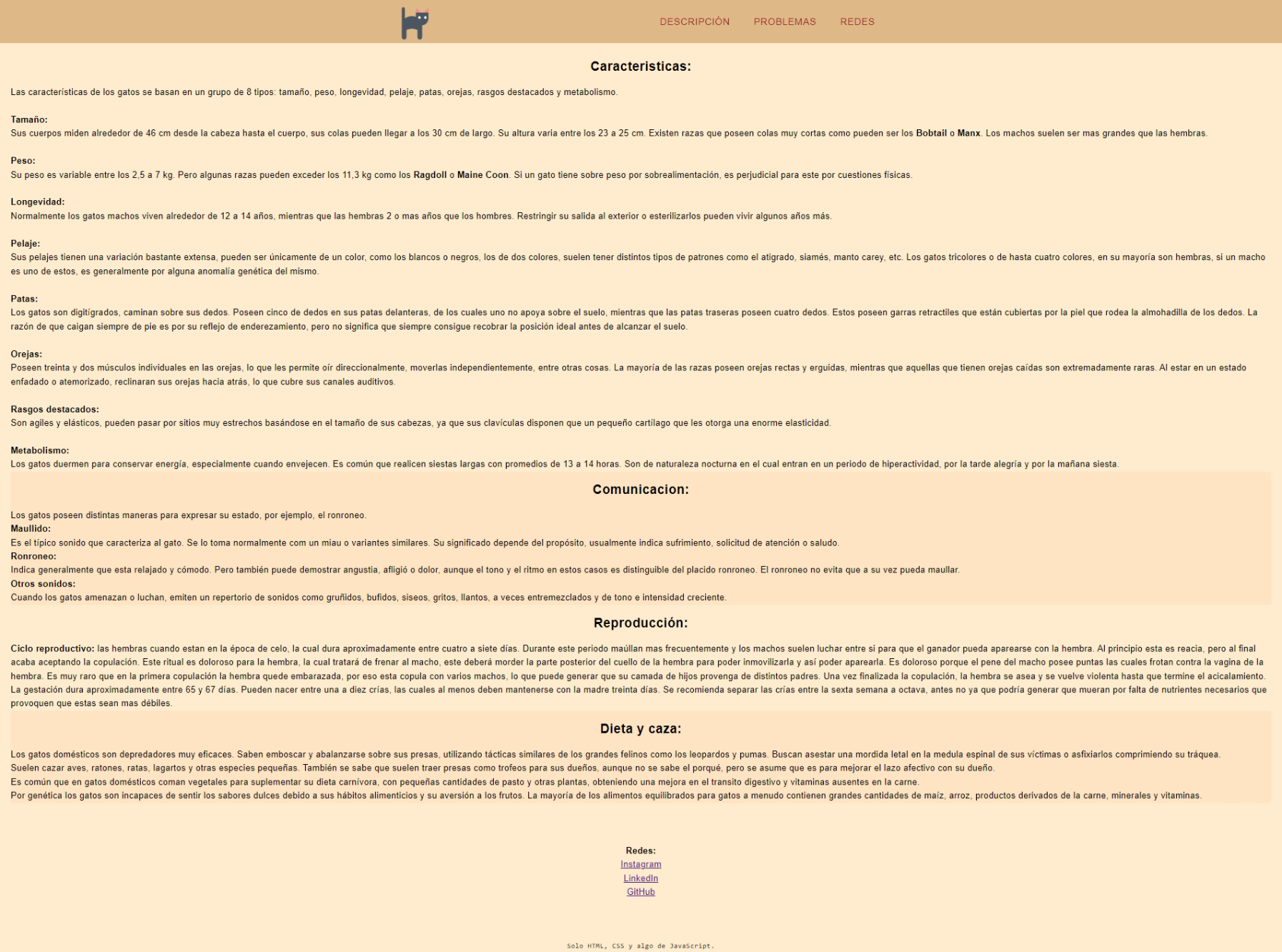 GitHub - RavarottoIvan/Cat-Info: Página con información recopilada sobre los gatos.