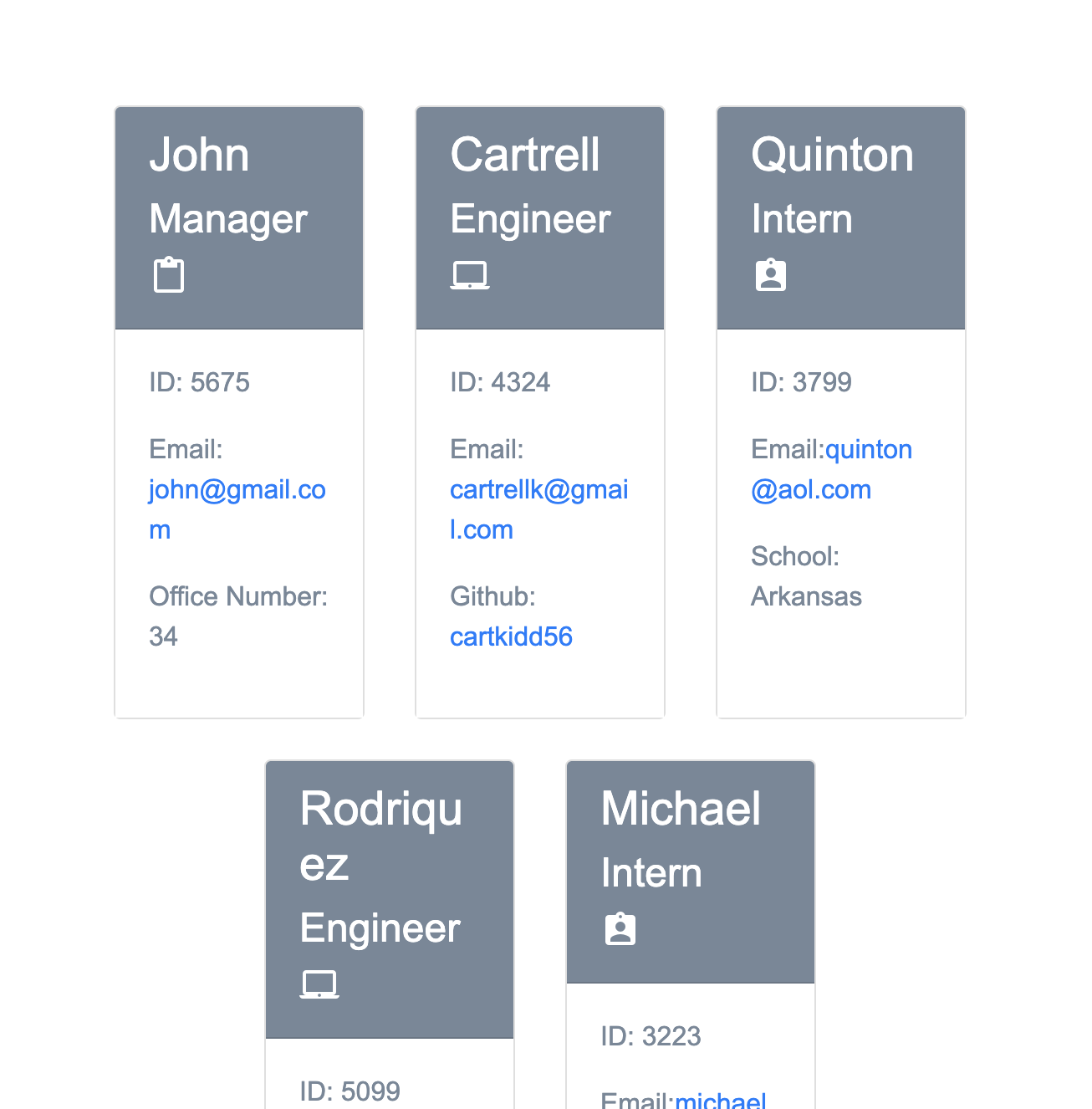 GitHub - cartkidd/Team-Profile-Generator