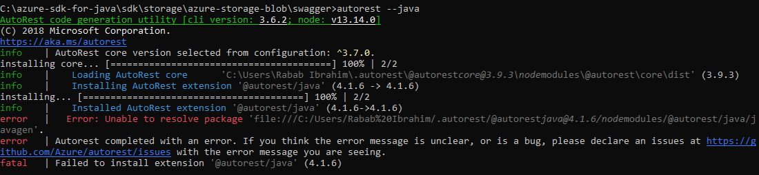 [BUG] Autorest not working for directories with spaces Java · Issue #1802 · Azure/autorest.java ...