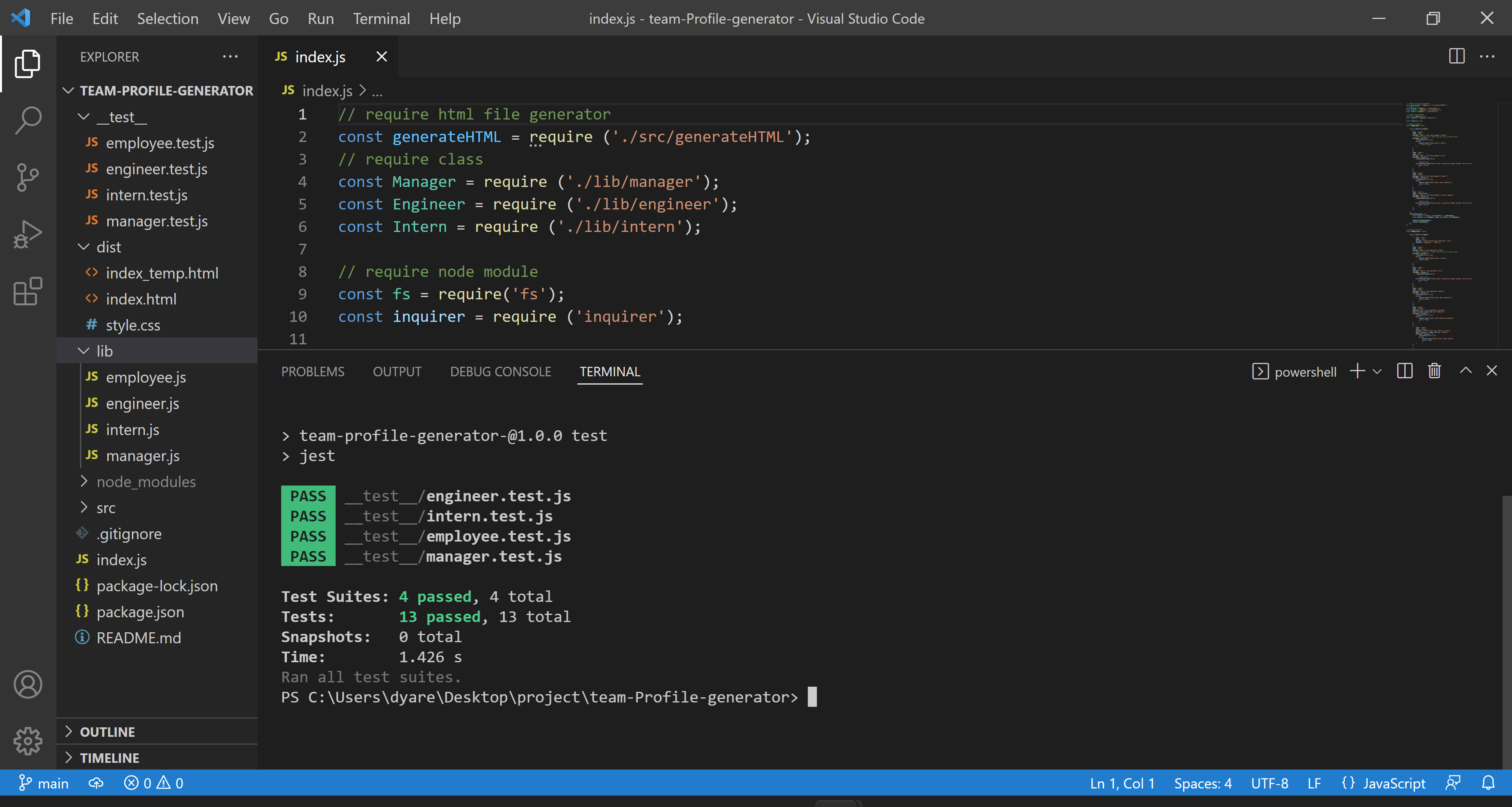 GitHub - Yaregaldt/team-Profile-generator