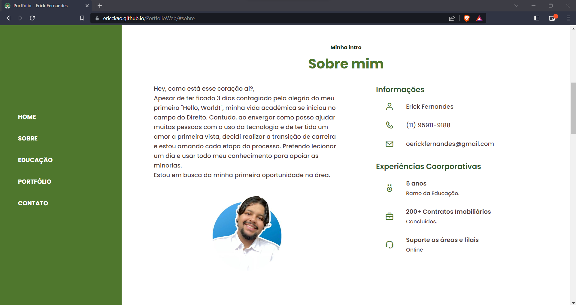 GitHub - erikfernanddes/PortfolioWeb: Meu portfólio web pessoal utilizando html, css e um pouco ...