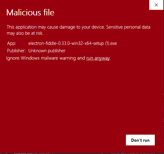 Cannot install, Windows indetifies Fiddle as malware · Issue #1415 · electron/fiddle · GitHub