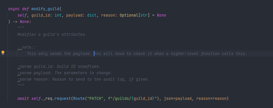 [question] No Return Value In The `modify Guild` Request · Issue 415 · Interactions Py