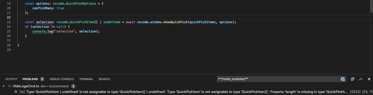 [Extension API] window.showQuickPick with { canPickMany: true } option ...