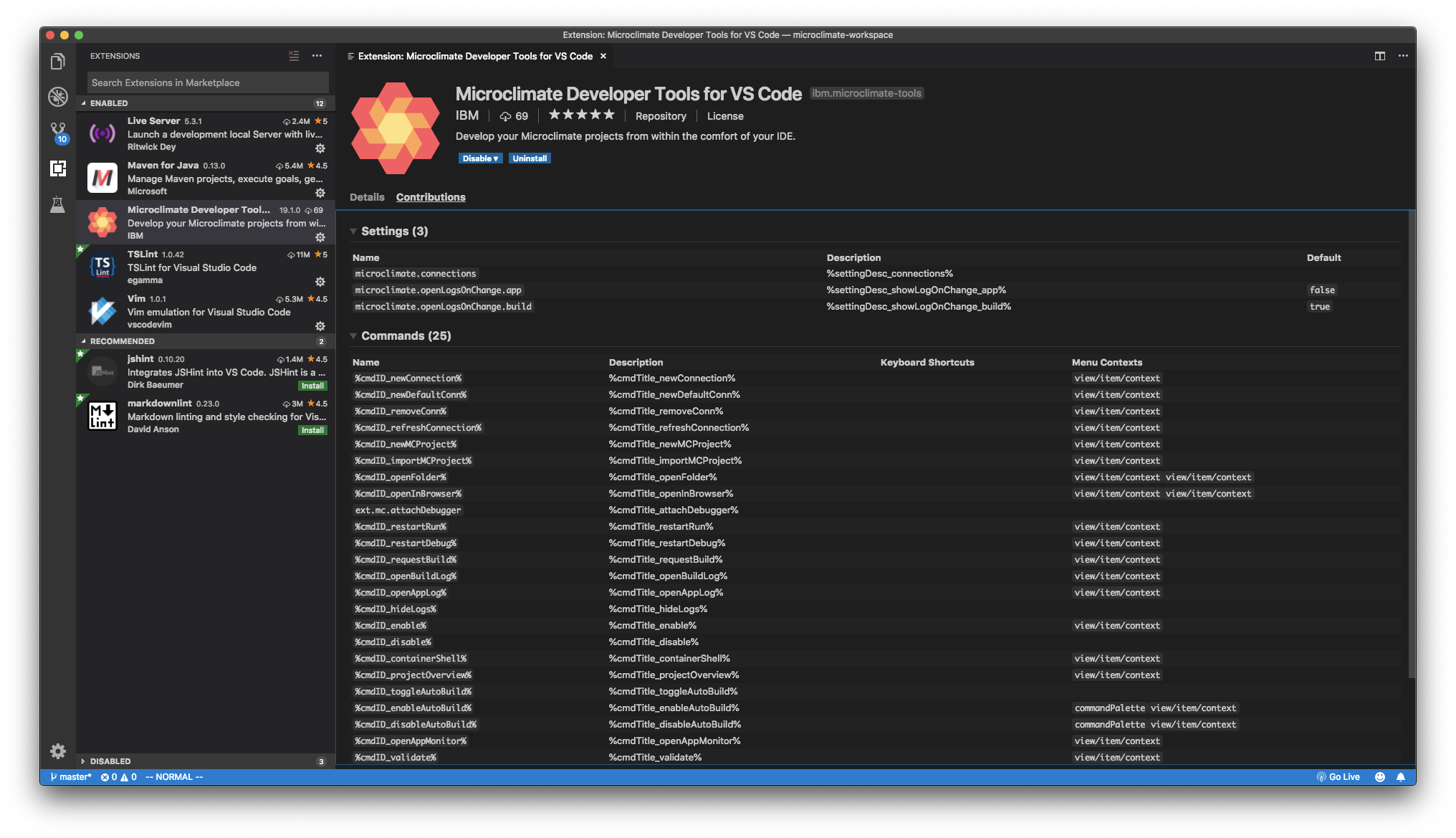 Extension "Contributions" view displays placeholder strings when package.nls.json is used ...