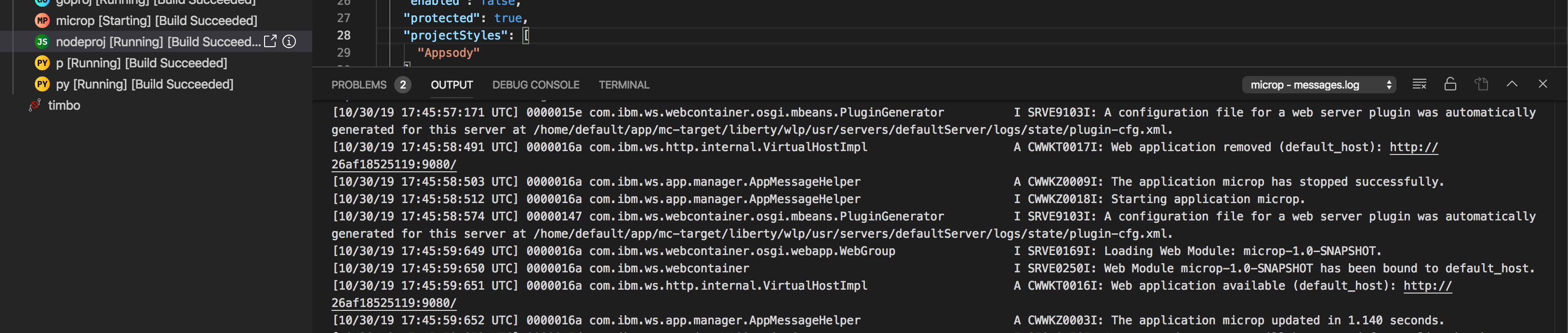 [Hybrid] Client adaptation to new log architecture · Issue #883 · eclipse-archived/codewind · GitHub
