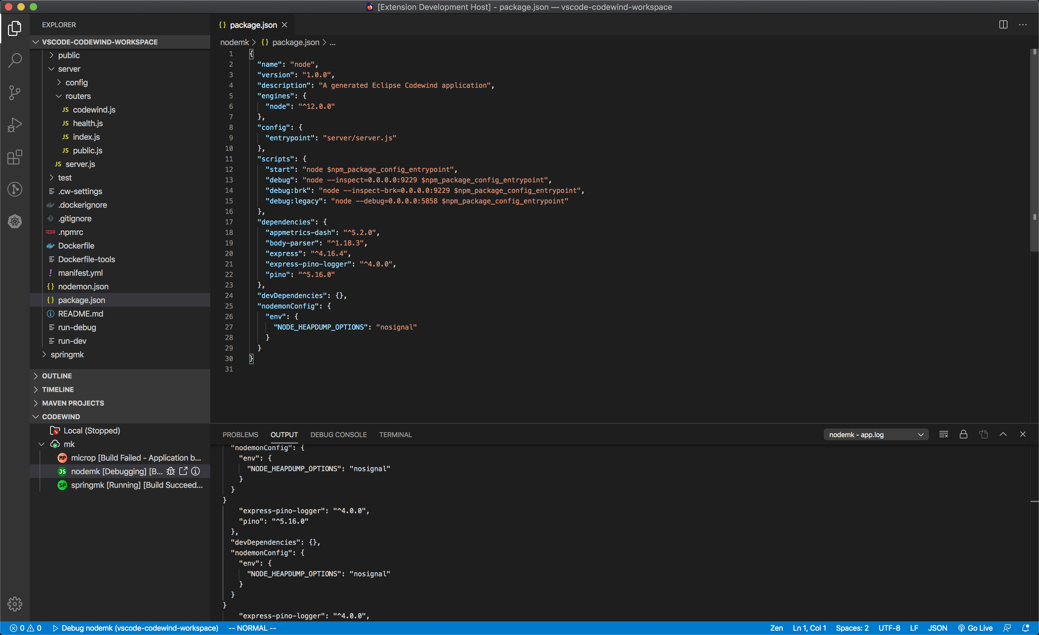 Remote Node project app logs broken · Issue #2761 · eclipse-archived/codewind · GitHub