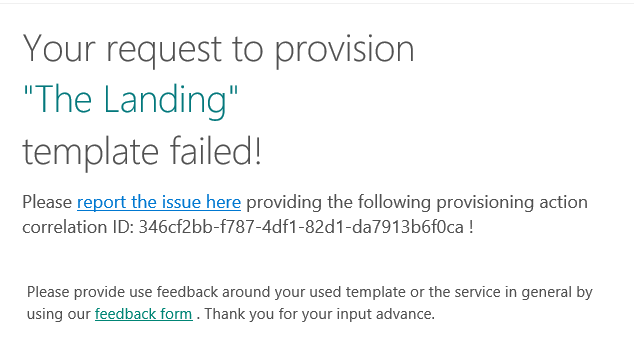 Provisioning Failed · Issue #570 · SharePoint/sp-provisioning-service · GitHub