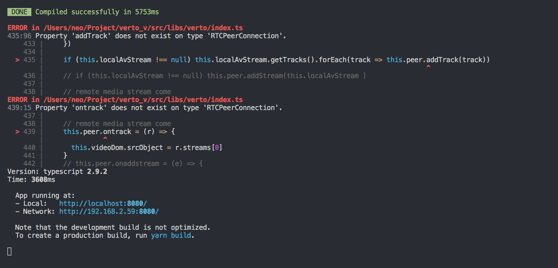 Error Is Caught While Building Project Abount Webrtcs Rtcpeerconnection · Issue 26932