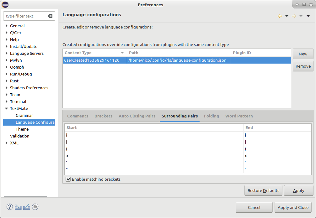 Implement brace matching highlight in the editor · Issue #103 · eclipse-corrosion/corrosion · GitHub