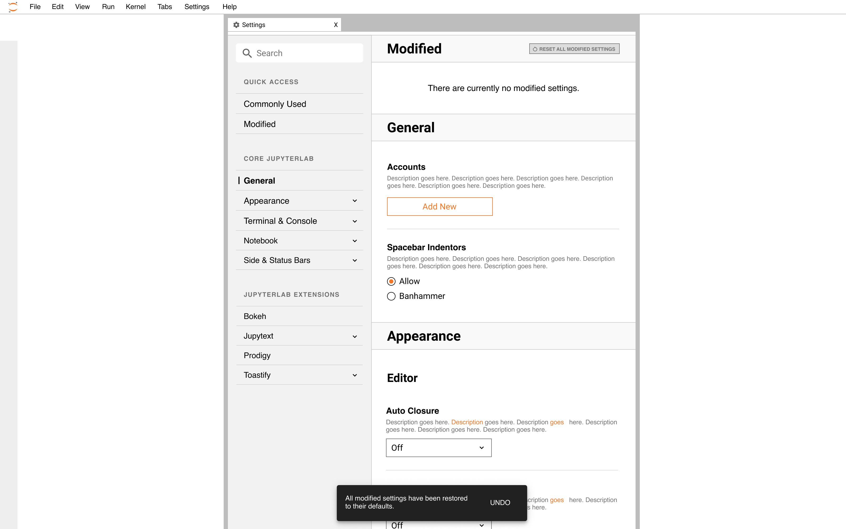 UI UX Exploration: Settings User Interface. · Issue #8148 · jupyterlab/jupyterlab · GitHub