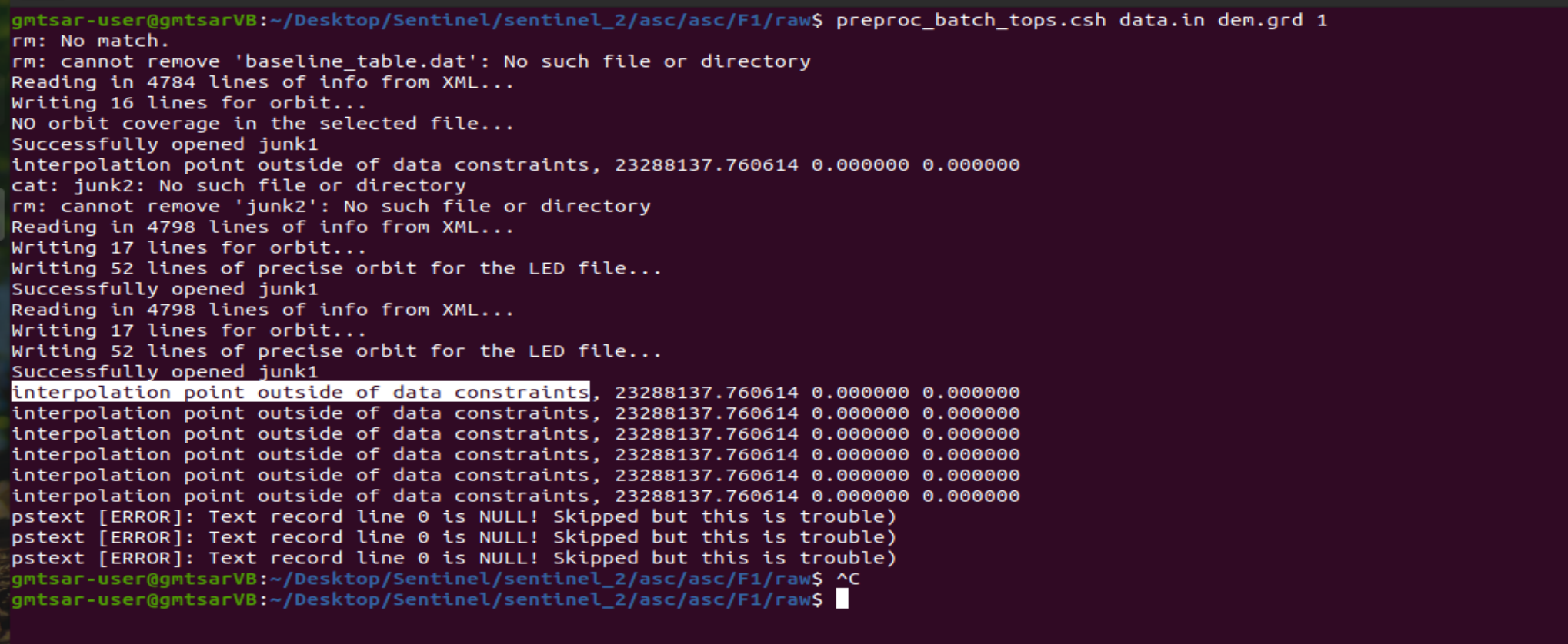 Error in preproc_batch_tops.csh data.in · Issue #318 · gmtsar/gmtsar · GitHub