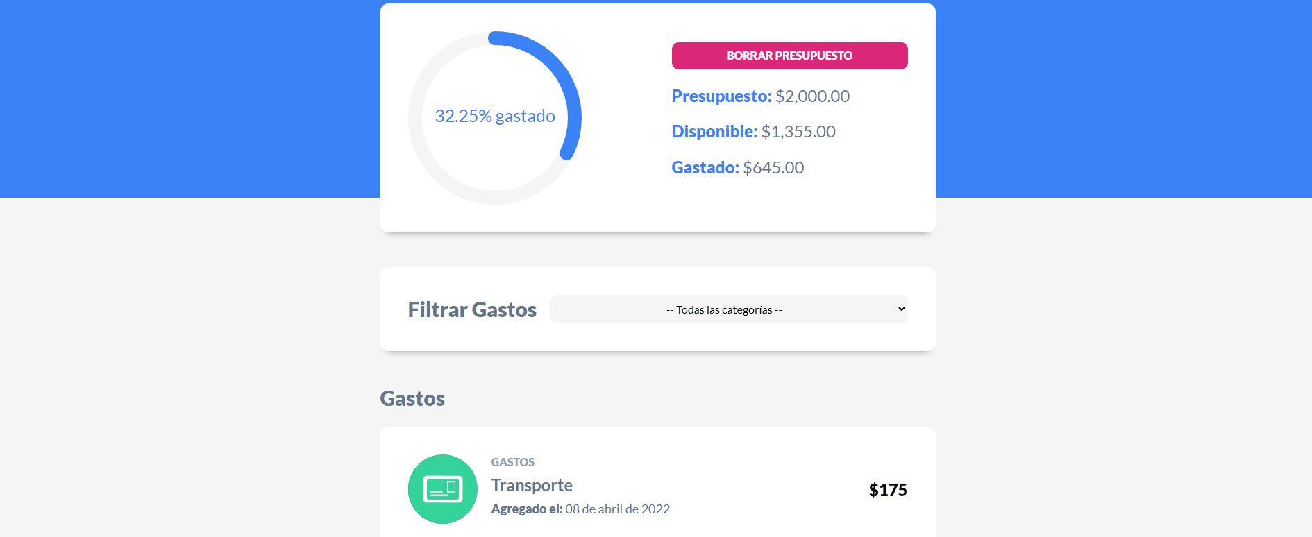 GitHub - lucasbusso/control-presupuesto: Simple UI de presupuestos, categorías, gráfico de ...