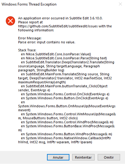 Error when translating into deepl · Issue #6471 · SubtitleEdit/subtitleedit · GitHub