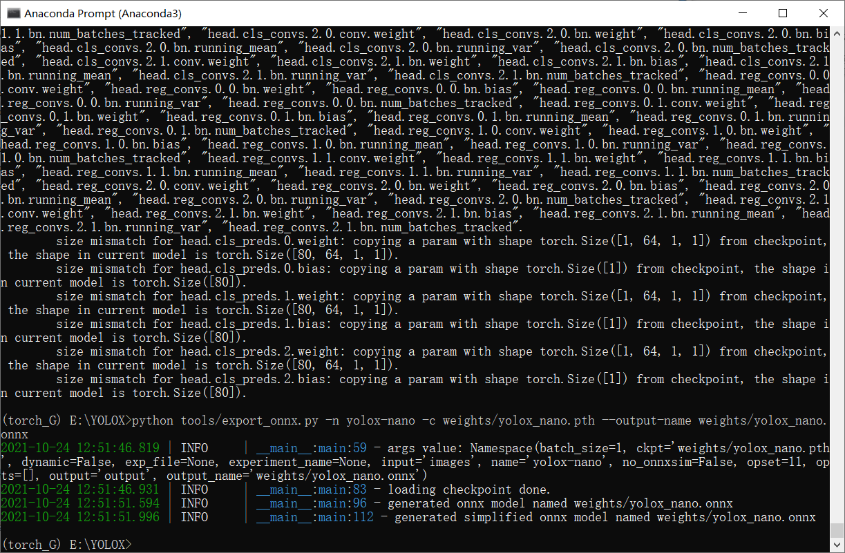 yolox_nano.pth transforms yolox_nano.onnx file reporting an error ：Missing key(s) & Unexpected ...