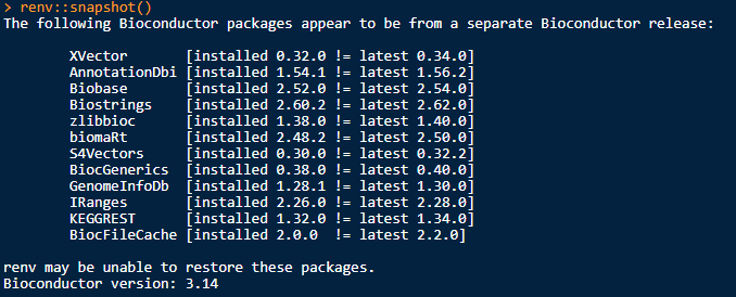 `renv::snapshot()` wants to update Bioconductor version · Issue #864 ...