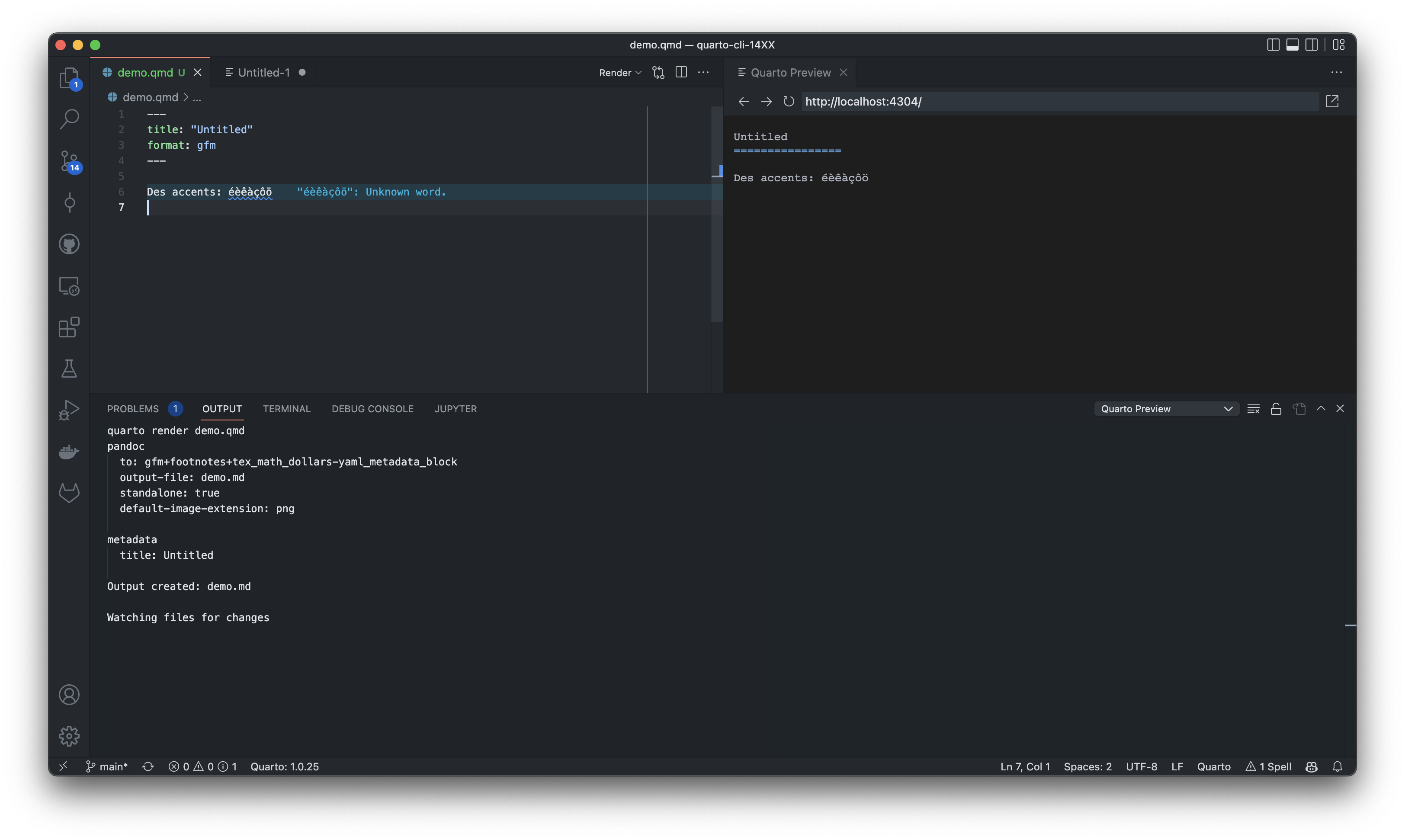 UTF-8 characters not properly rendered via VSCode "render" button ...