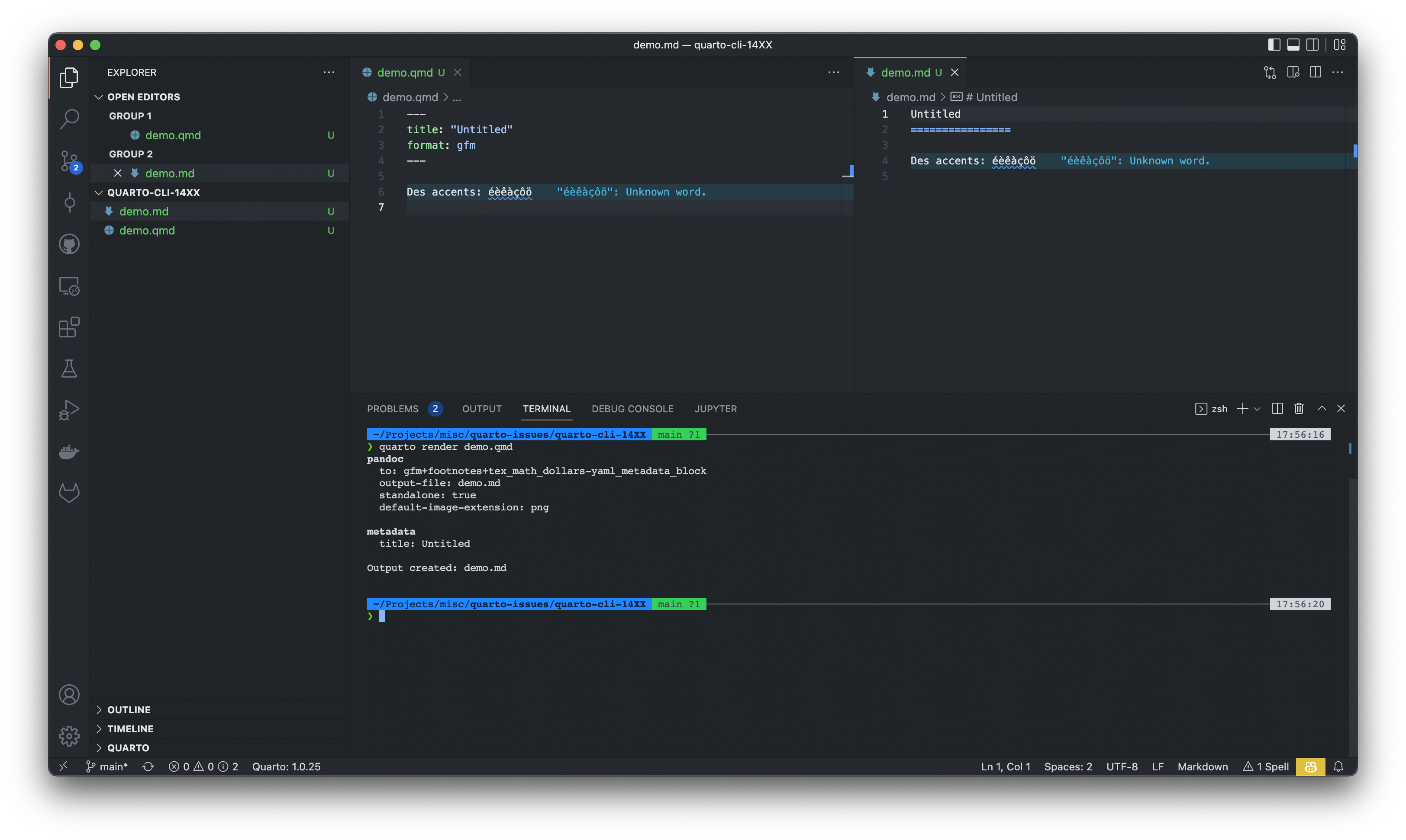 UTF-8 characters not properly rendered via VSCode "render" button ...