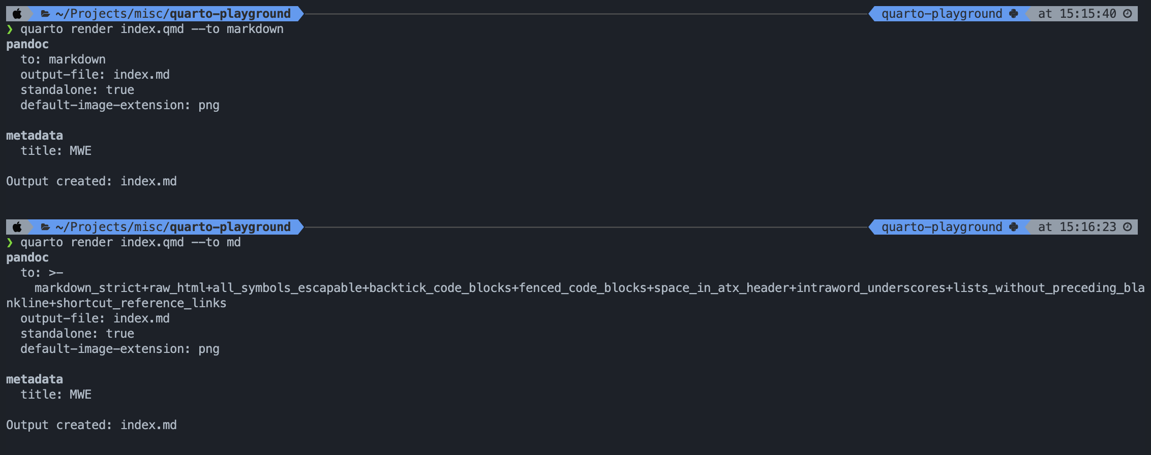 Md And Markdown Are Different Output Formats This Is Confusing · Issue 5830 · Quarto Dev 