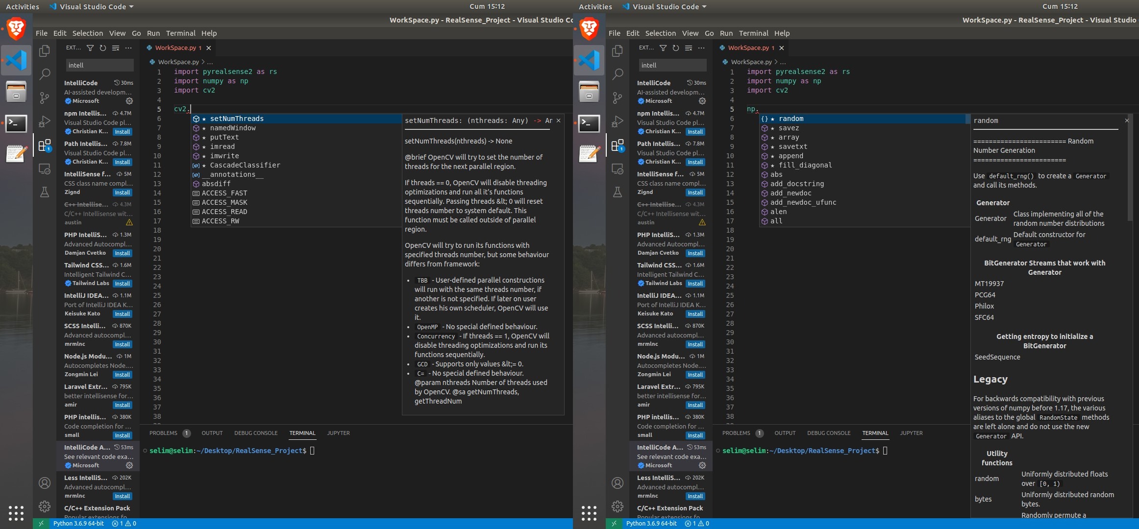 Autocompletion for pyrealsense2 not Working · Issue #10859 · IntelRealSense/librealsense · GitHub