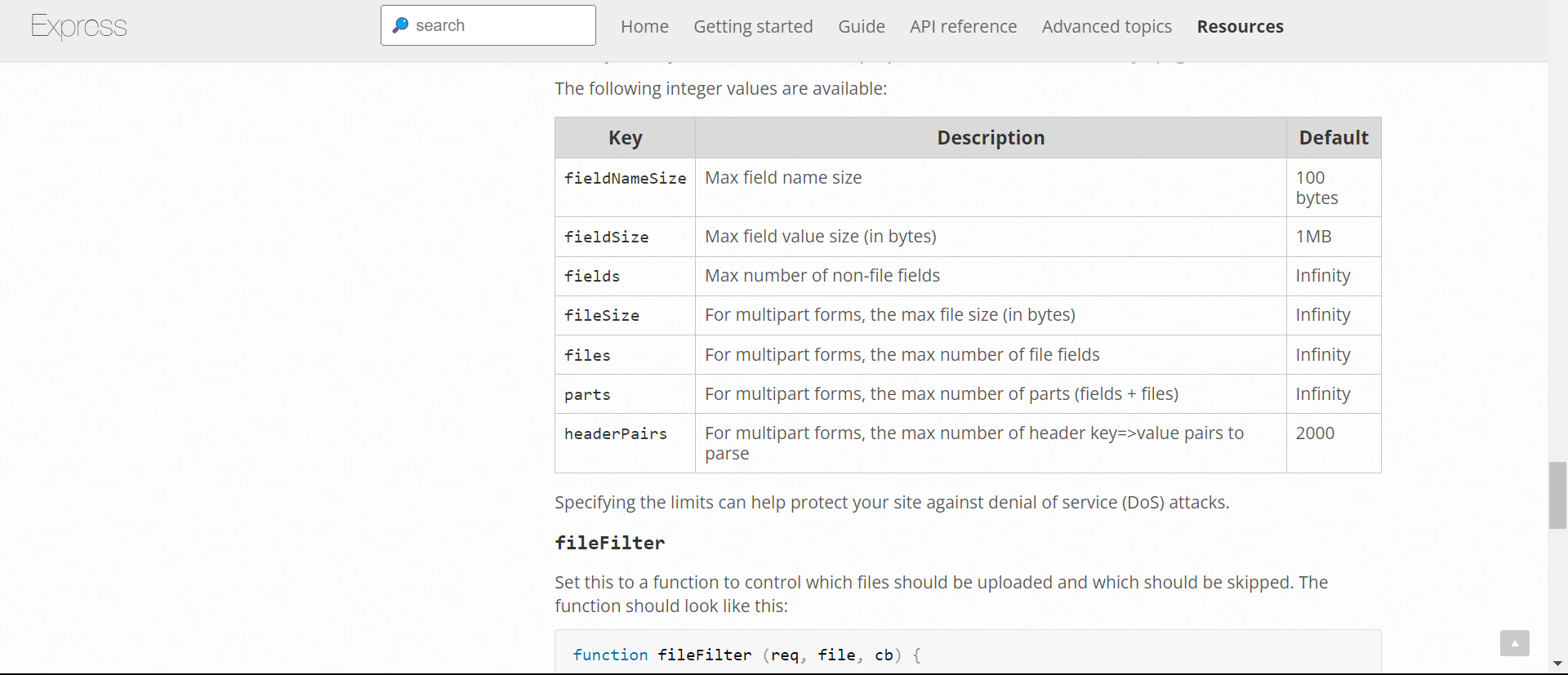 Upload -- size limitation · Issue #562 · expressjs/multer · GitHub