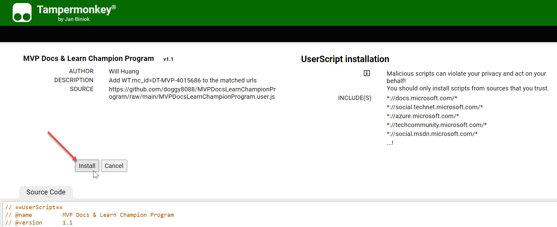 GitHub - doggy8088/MVPDocsLearnChampionProgram: A Tampermonkey Userscript that add WT.mc_id ...