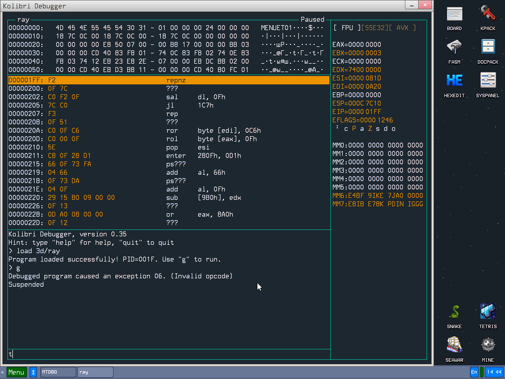 KolibriOS Raytracing Demo Crashes due to missing sse3 support · Issue ...