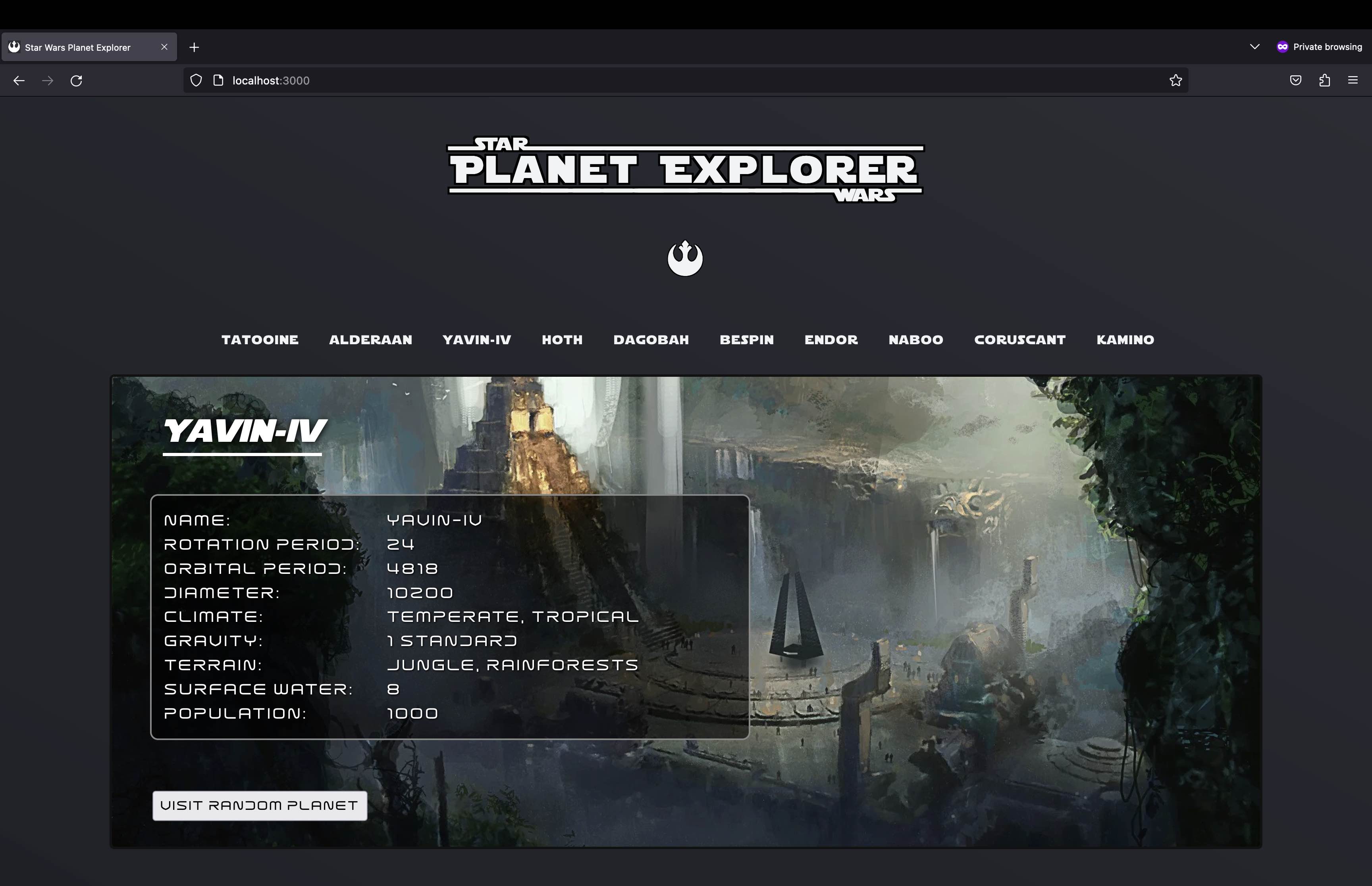 GitHub - lucasejones/Star-Wars-Planet-Explorer: Built using React, a web app that fetches and ...