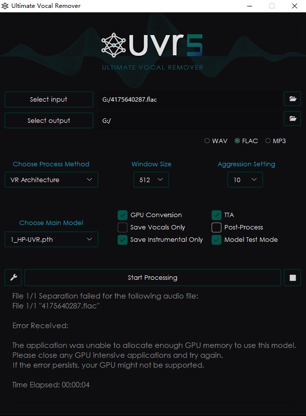 VR Architecture Error · Issue #247 · Anjok07/ultimatevocalremovergui · GitHub