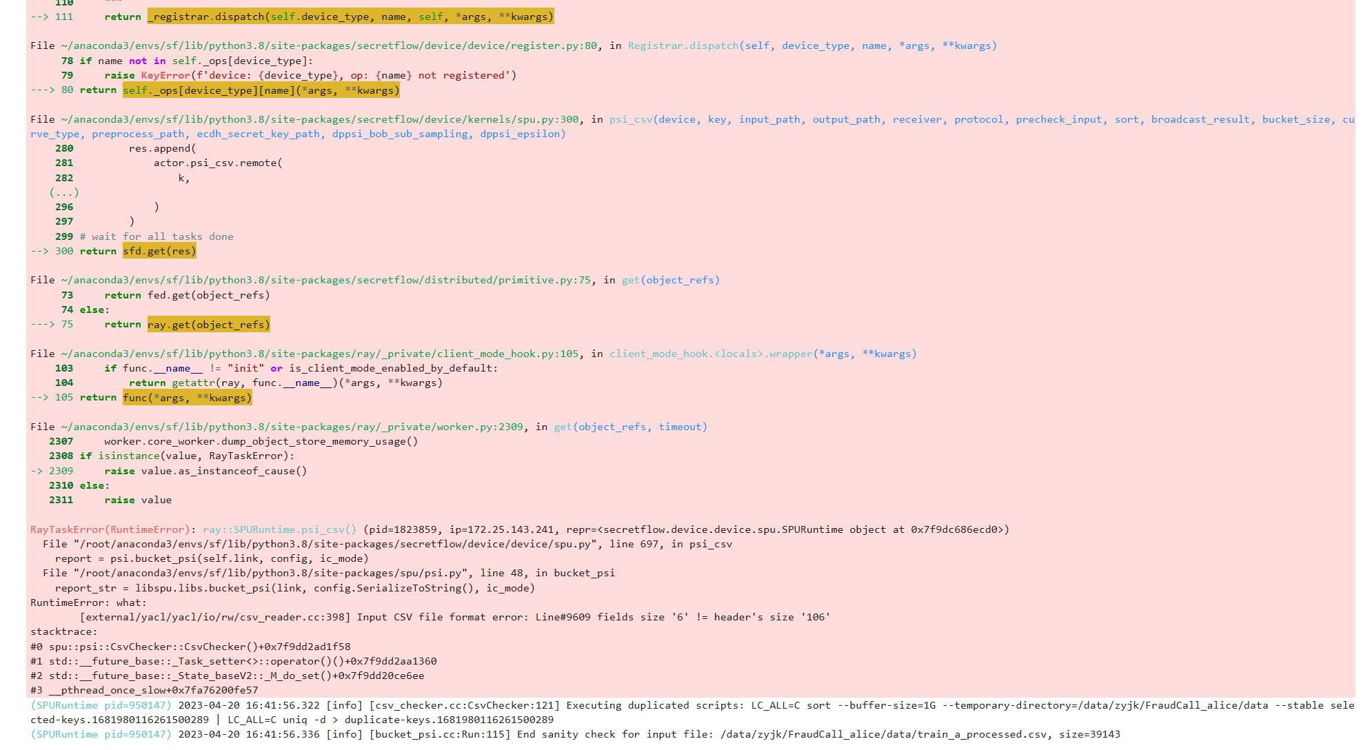 集群模式下，隐私求交发生数据读取错误 · Issue #459 · secretflow/secretflow · GitHub