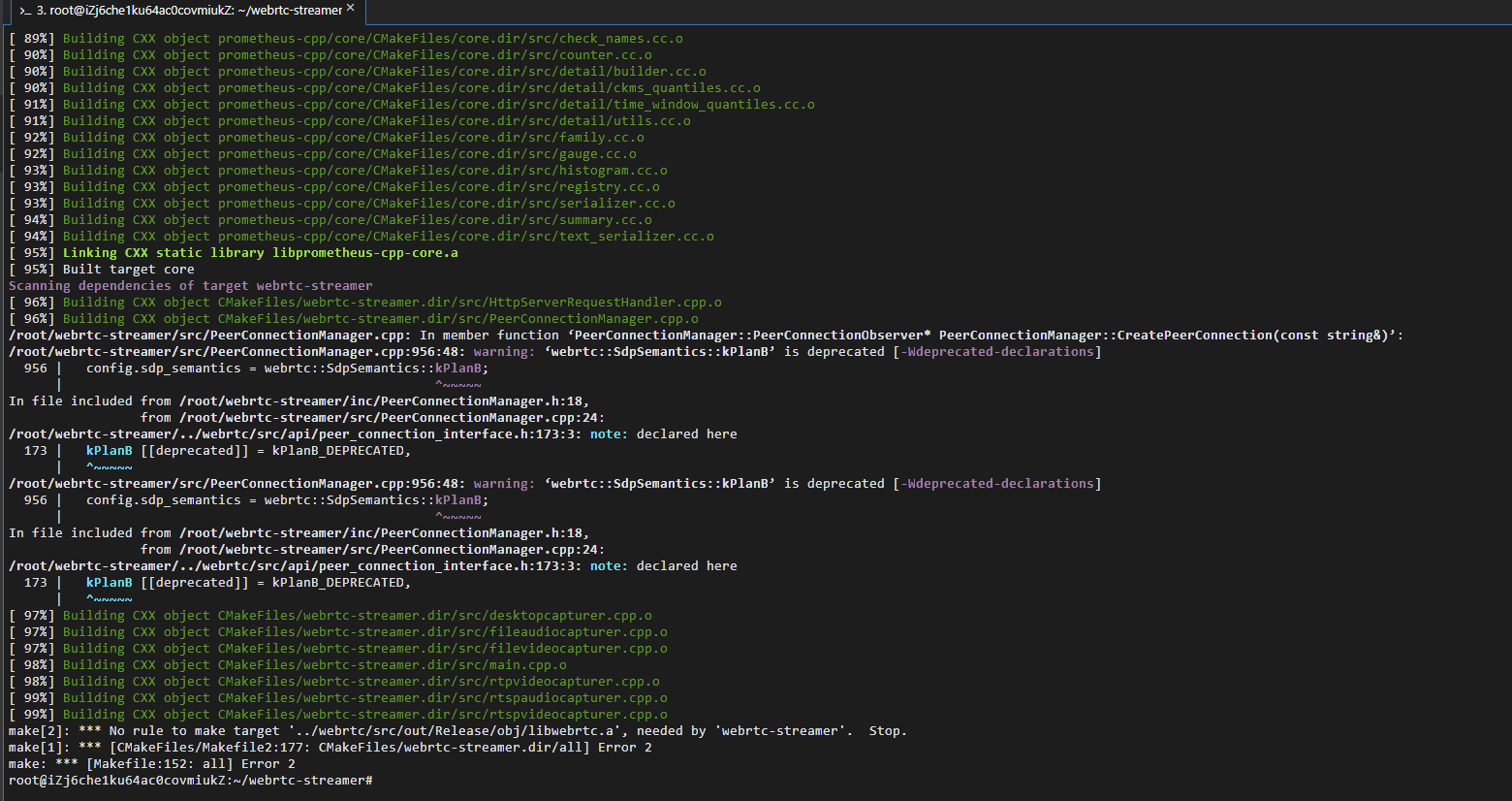 Compile Error · Issue 467 · Mpromonetwebrtc Streamer · Github 5184
