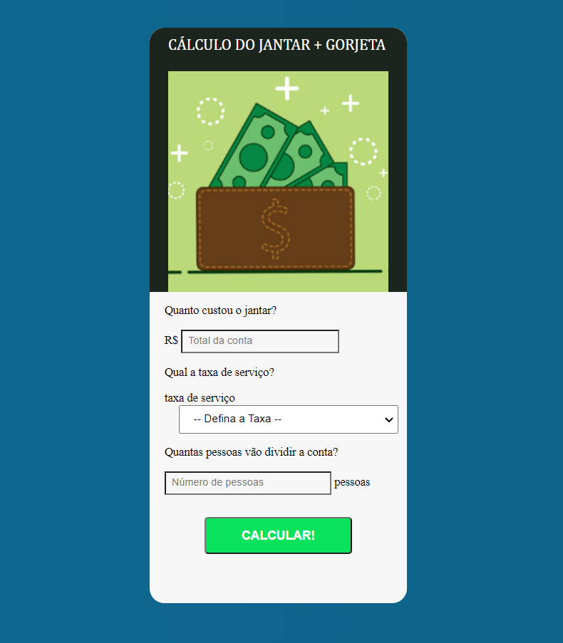 GitHub - yasmin-medeiros/Calculadora-de-Gorjeta: Uma calculadora que permite fazer o cálculo da ...