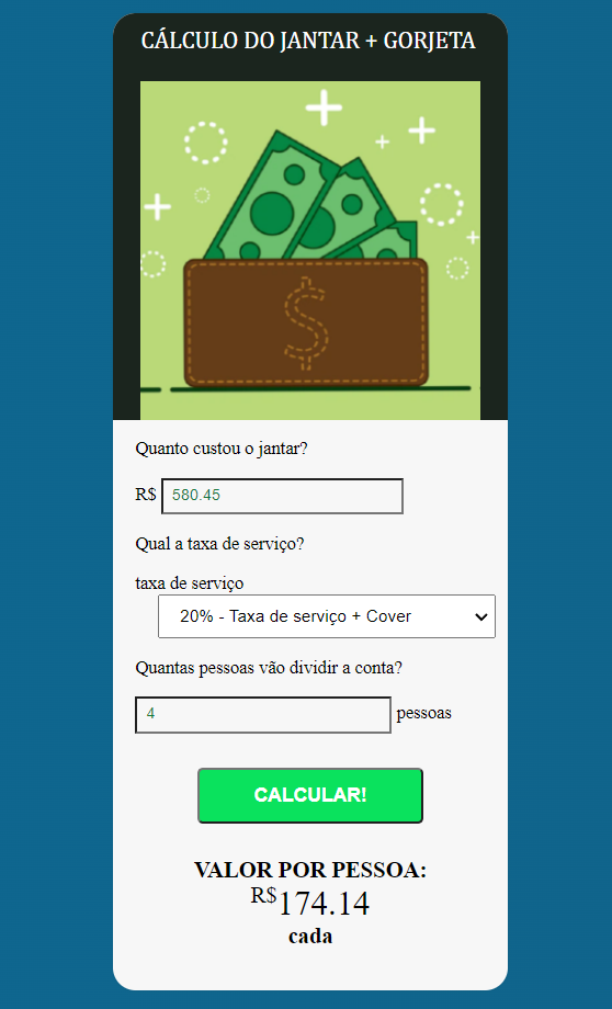 GitHub - yasmin-medeiros/Calculadora-de-Gorjeta: Uma calculadora que permite fazer o cálculo da ...
