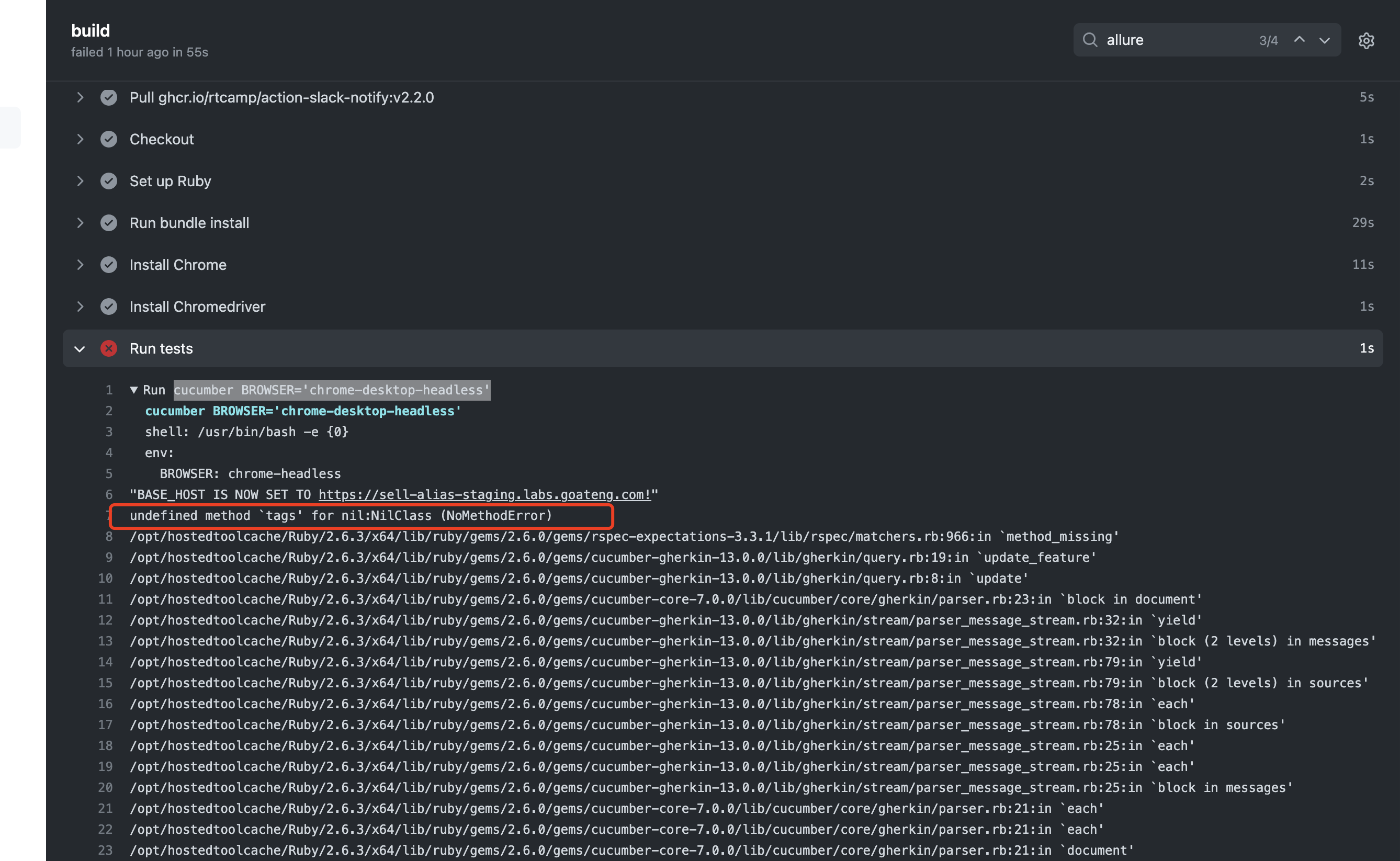 Get error "undefined method `tags' for nil:NilClass (NoMethodError)" on ubuntu when run command ...