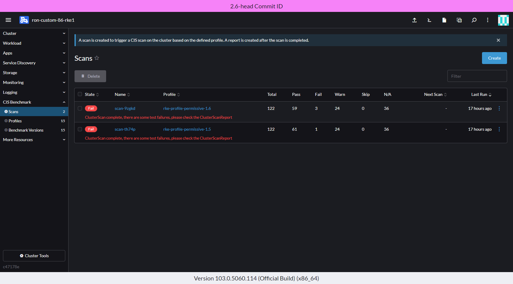 CIS benchmark scan 1.6 permissive has failures on downstream RHEL 8.6 RKE 1 cluster · Issue ...