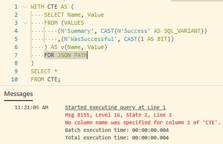 FOR JSON PATH throws off syntax validation in query editor · Issue #12 · microsoft/SqlParser ...