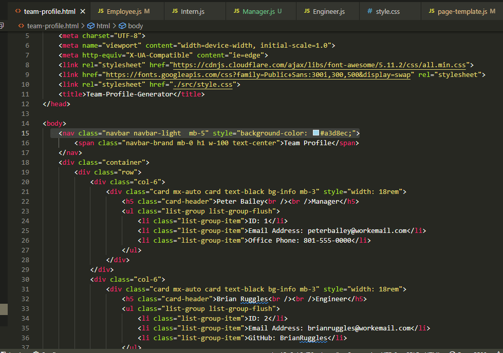 GitHub - karmadog72/Team-Profile-Generator: Team-Profile-Generator