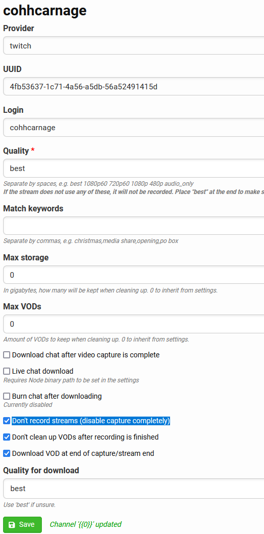 [BUG] Channels Settings Page · Issue #358 · MrBrax/LiveStreamDVR · GitHub