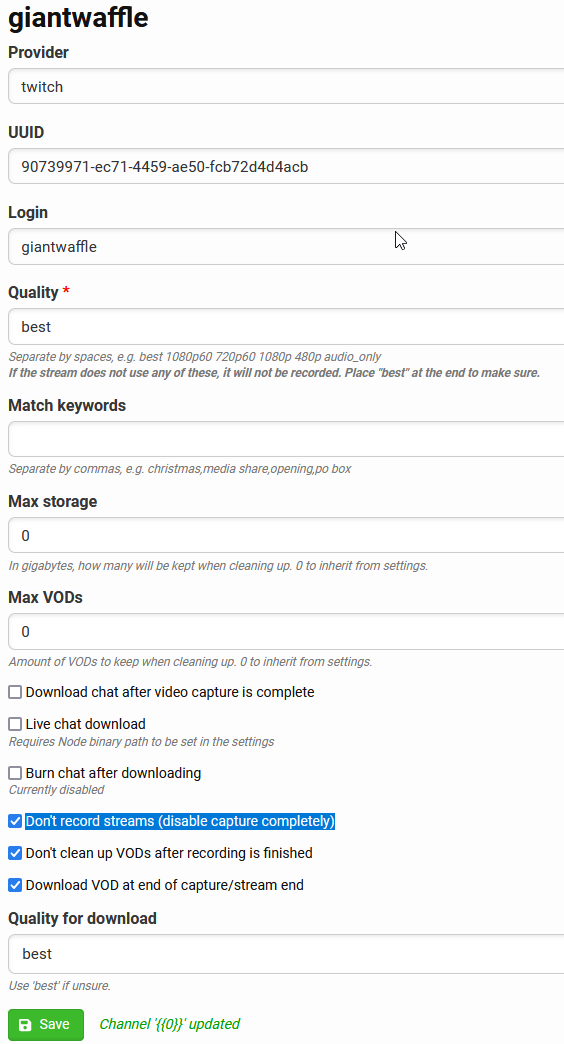 [BUG] Channels Settings Page · Issue #358 · MrBrax/LiveStreamDVR · GitHub