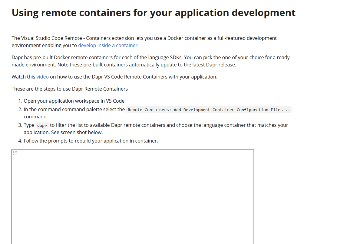 Link to sample image in "VS Code remote containers" page is broken ...