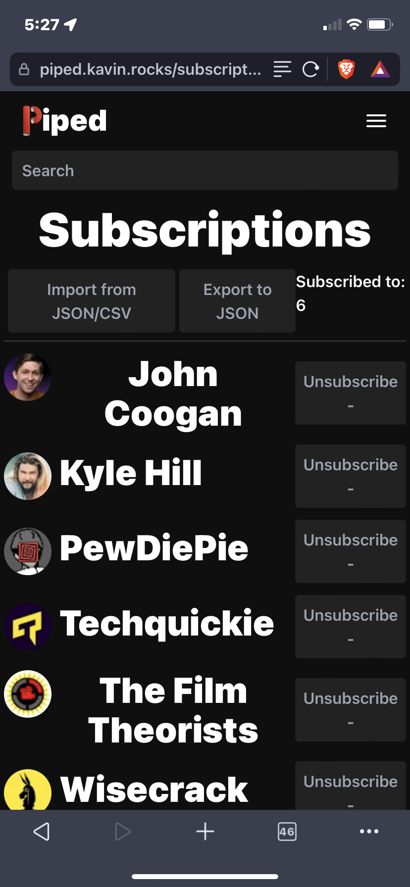 Channels unsubscribe without account · Issue #1271 · TeamPiped/Piped · GitHub
