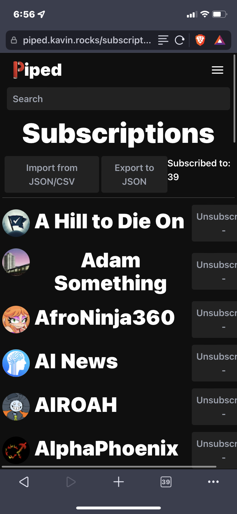 Channels unsubscribe without account · Issue #1271 · TeamPiped/Piped · GitHub